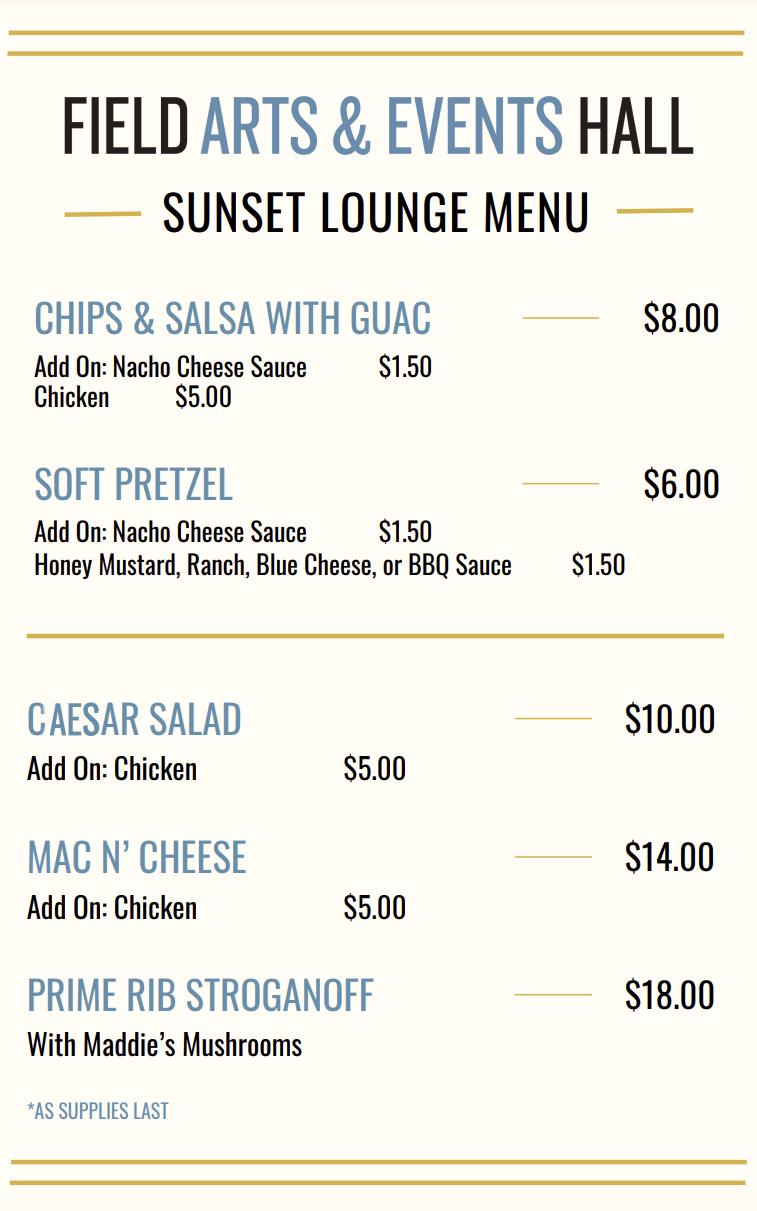 Sunset Bar & Lounge – Field Arts & Events Hall